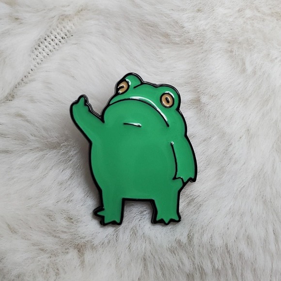 Handmade | Jewelry | The Cutest Frog Giving The Finger Enamel Pin ...